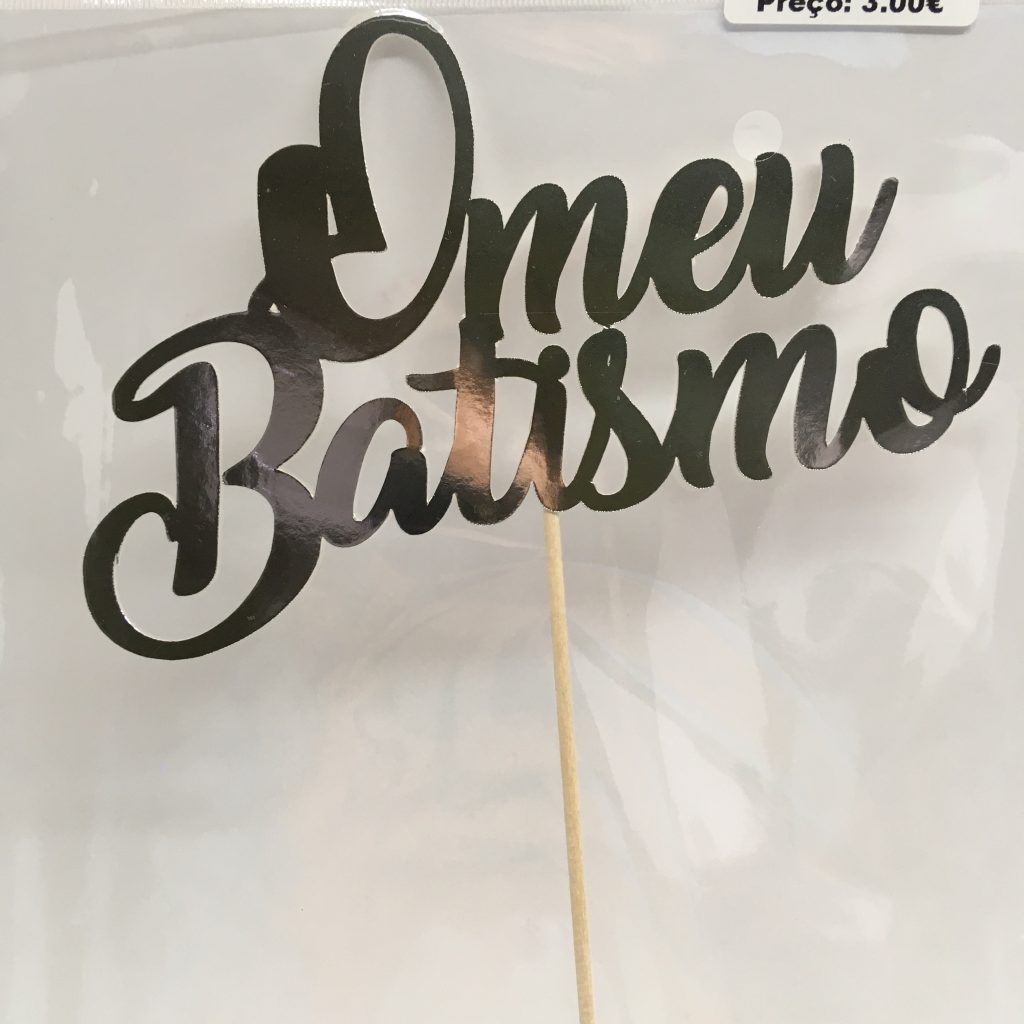 Topper p/bolo O meu Batismo Prata Metalizado – Panifor